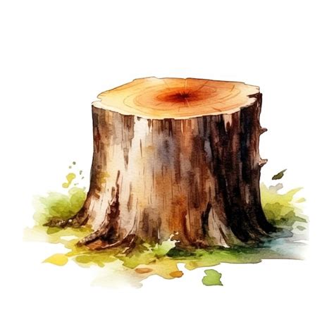 Premium AI Image A Drawing Of A Tree Stump With A Piece Of Wood In It