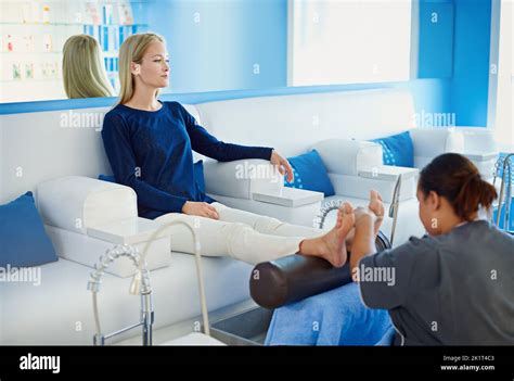 This Is The Life A Woman Having Her Feet Massaged At A Beauty Spa