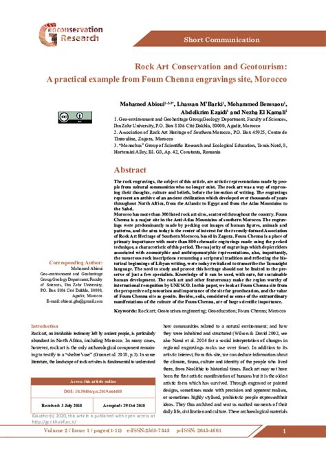 Pdf Rock Art Conservation And Geotourism A Practical Example From