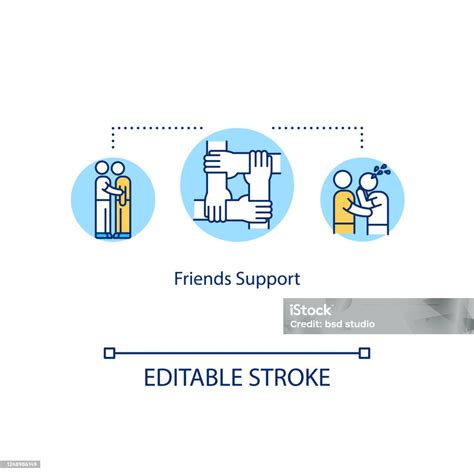 친구는 개념 아이콘을 지원합니다 도덕적 도움을 줍니다 우정 조언 지지와 신뢰할 수있는 아이디어 얇은 라인 일러스트 벡터 절연 윤곽선 Rgb 색상 도면 편집 가능한 스트로크