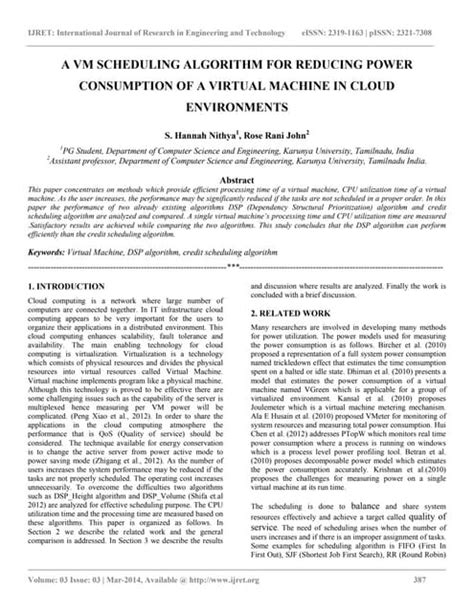 A Vm Scheduling Algorithm For Reducing Power Consumption Of A Virtual Machine In Cloud