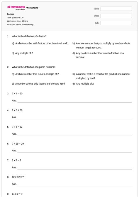 50 Factor Trees Worksheets For Grade 8 On Wayground Free And Printable