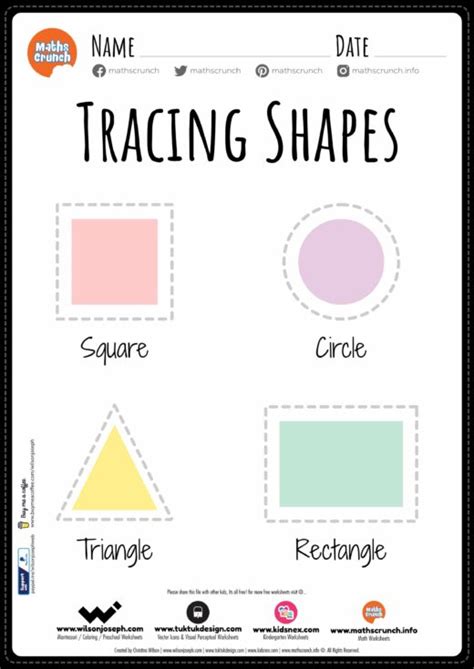 Tracing Shapes Worksheet Free PDF Maths Crunch