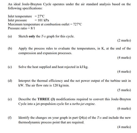 Solved An Ideal Joule Brayton Cycle Operates Under The Air Chegg