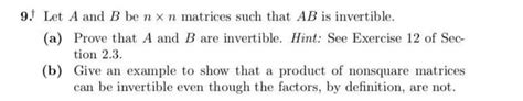 Solved Let A And B Be Nn Matrices Such That AB Is Chegg