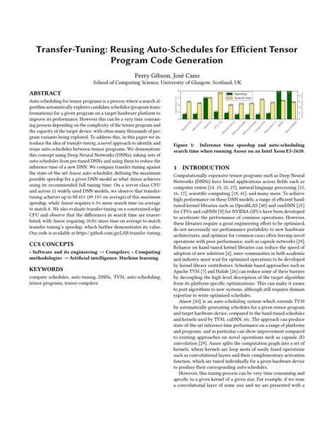 Pdf Transfer Tuning Reusing Auto Schedules For Efficient Tensor