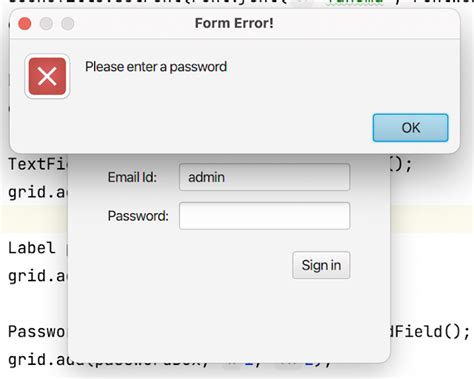 Javafx Login Form Validation Example
