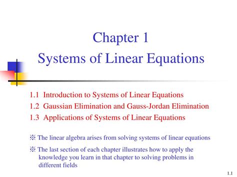 PPT Chapter 1 Systems Of Linear Equations PowerPoint Presentation Free Download ID 1977234