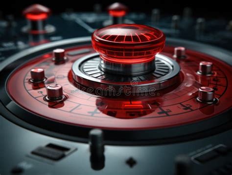 Detailed Close Up Of The Device S Control Panel With Glowing Red Buttons Stock Image Image Of