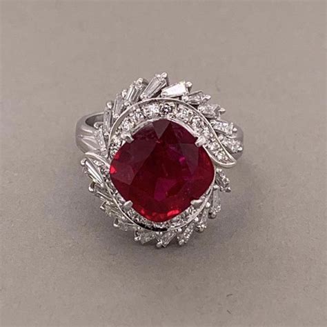 Gem Ruby Diamond Platinum Ring Agl Certified For Sale At 1stdibs