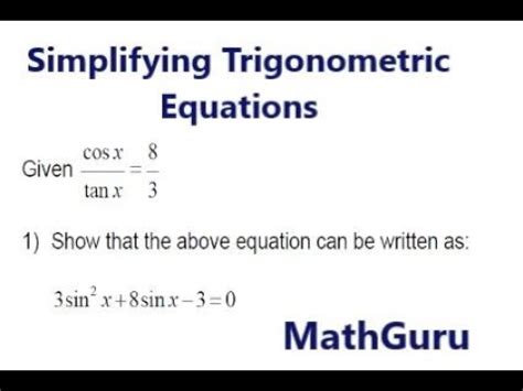 Simplifying Trigonometric Equations Trigonometric Identities Prelim Examples YouTube