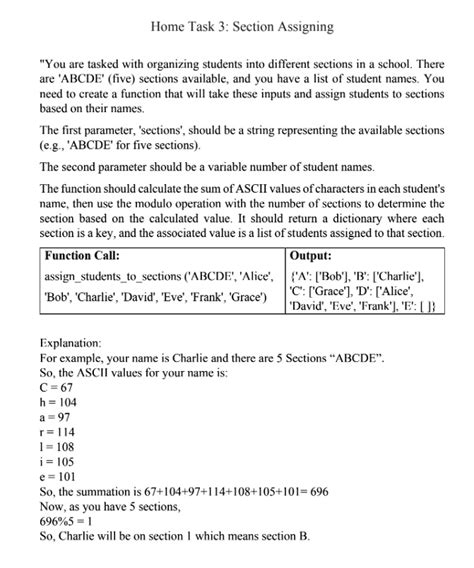 Solved Texts Solve In Python Home Task 3 Section Assigning You Are Tasked With Organizing