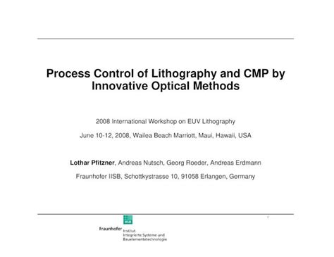 Pdf Process Control Of Lithography And Cmp By Innovative Spie