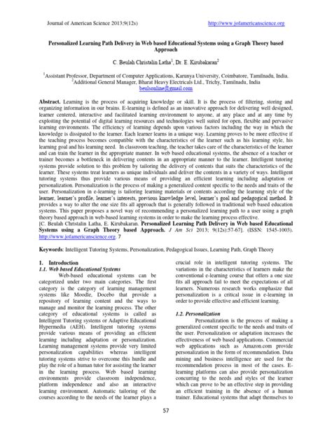 Personalized Learning Graph Theory Pdf Learning Educational Technology