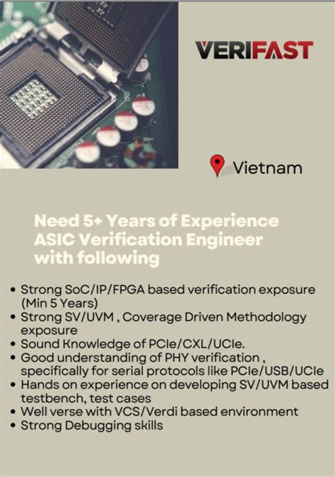 Verifast Vietnam Is Hiring Senior 5 Digital Vlsi Design Verification