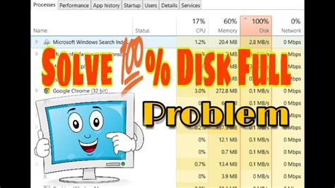how to fix 100 disk full problem youtube