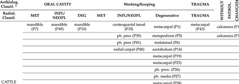 List Of All Specimens According To Etiological And Radiological Download Scientific Diagram
