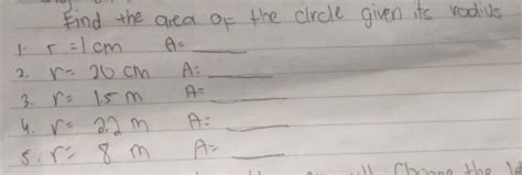 Solved Find the area o the circle given its radius r cm θ r cm A r m