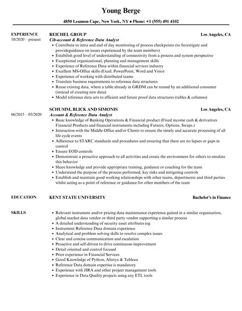 Reference Data Analyst Resume Samples Velvet Jobs