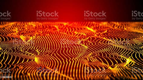 어두운 배경에 빛나는 점들의 물결 미래 지향적인 모래 언덕 풍경 사막 모방 3d 렌더링 가리키기에 대한 스톡 사진 및 기타 이미지 Istock