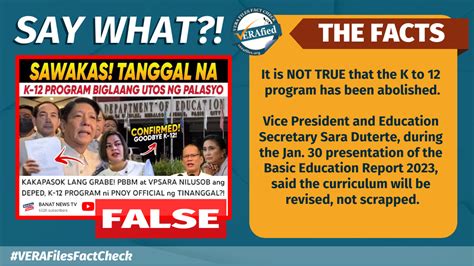 Fact Check Deped To Revise Not Abolish K To 12