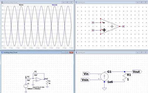simulation of ideal operational amplifier using ltspice circuit generator