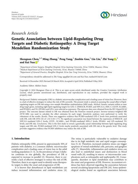 Pdf Genetic Association Between Lipid Regulating Drug Targets And Diabetic Retinopathy A Drug
