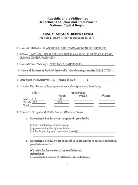 Annual Medical Report Form Annapolis Ho 2020 Pdf Physical Examination Occupational