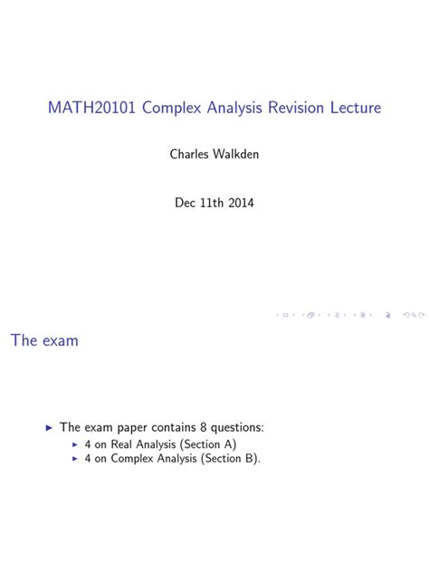 Complex Analysis Revision Lecture Pdf Complex Analysis Power Series