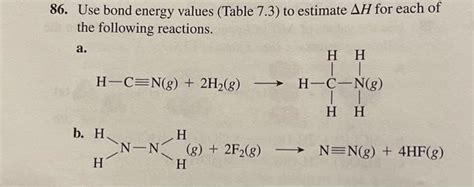 Solved Use bond energy values Table to estimate ΔH Chegg