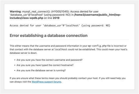Troubleshooting The Wordpress Error Establishing Database Connection