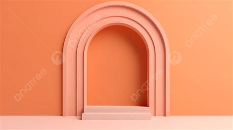 원형 아치 출입구가 있는 주황색 파스텔 배경 3d 렌더링된 제품 프레젠테이션 장면 최소한의 장면 주황색 연단 연단 모형 배경 일러스트 및 사진 무료 다운로드 Pngtree