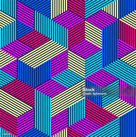 줄 지어 큐브 줄무늬 상자는 벡터 배경 건축 및 구조 벽지 디자인을 차단기유원3d 원활한 패턴 3차원 형태에 대한 스톡 벡터 아트 및 기타 이미지 Istock