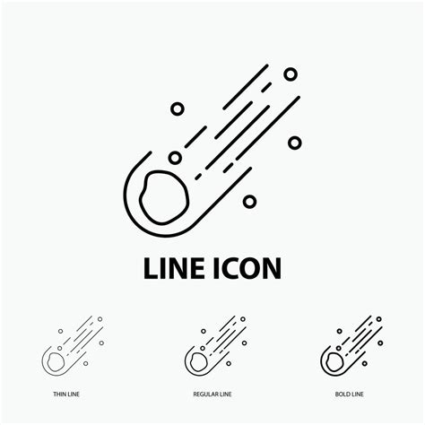 Asteroid Astronomy Meteor Space Comet Icon In Thin Regular And Bold Line Style Vector