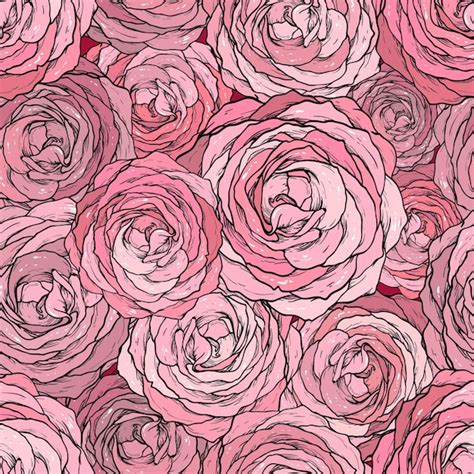 Premium Vector Seamless Pattern With Pink Roses