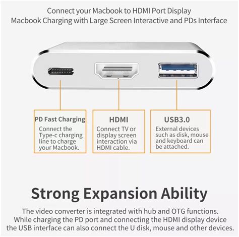 1 Type C Hub Usb C To Hdmi Compatible Splitter Usb C 3 In 1 4k Hdmi Usb 3 0 Pd Fast Charging