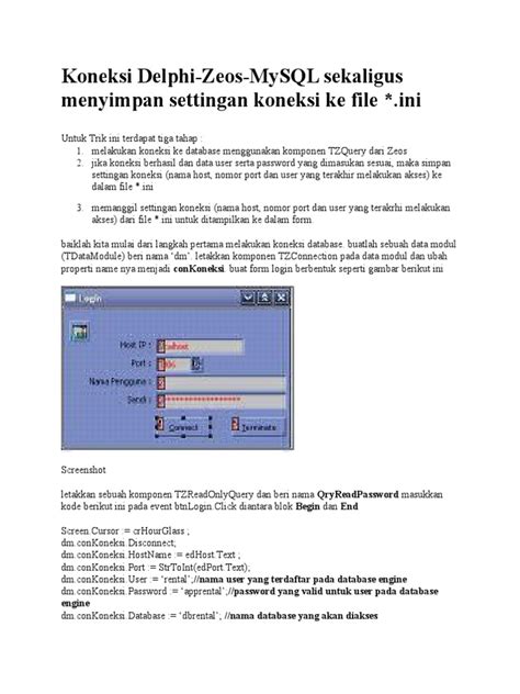 koneksi delphi zeos mysql sekaligus menyimpan settingan koneksi ke file