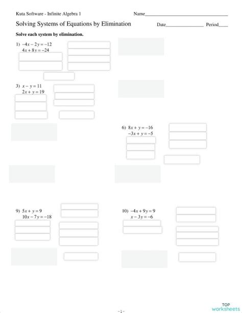 Elimination Method Interactive Worksheet Topworksheets
