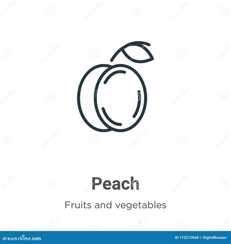 Peach Outline Vector Icon Thin Line Black Peach Icon Flat Vector