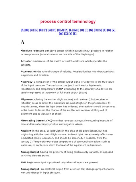 Pdf Process Control Terminology Dokumentips