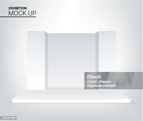 광고 콘서트 또는 프리젠 테이션 배경 일러스트 벡터에 대한 3d 그래픽 모의 현실적인 단계 연단 이벤트 및 전시 컨셉 디자인 3차원 형태에 대한 스톡 벡터 아트 및 기타