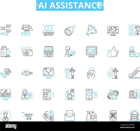 Ai Assistance Linear Icons Set Intelligent Automated Responsive Chatbot Virtual Voice