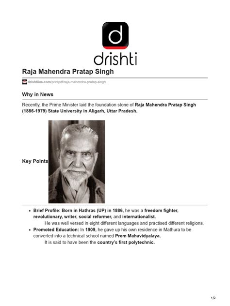 Raja Mahendra Pratap Singh Pdf