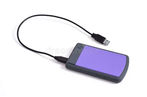 External Hard Disk Drive With Usb Cable Isolated On White Background Stock Image Image Of