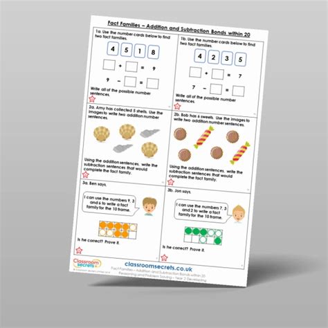 Year 2 Fact Families Addition And Subtraction Bonds Within 20 Reasoning