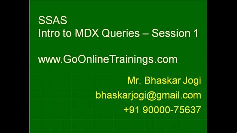 Ssas Part9 Intro To Mdx Queries Session 1 Youtube