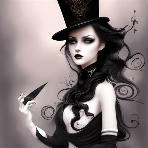Goth Girl In Top Hat · Creative Fabrica