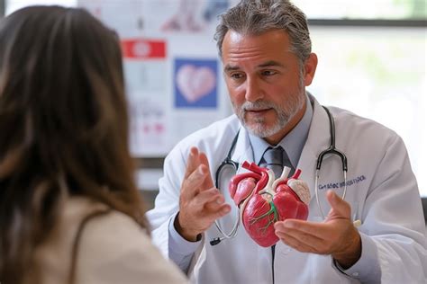 Cardiologist Explaining Heart Health Using Anatomical Models Premium Ai Generated Image