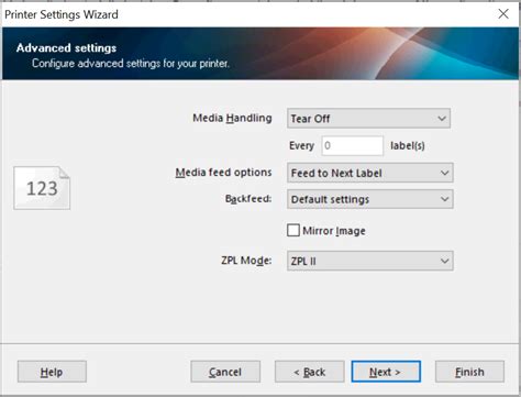 Zebra Setup Utilities Advanced Settings