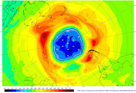 Esa Map Of The Ozone Hole Over The South Pole On 16 September 2021